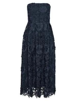ROTATE BY BIRGER CHRISTENSEN Strapless Lace Midi Dress