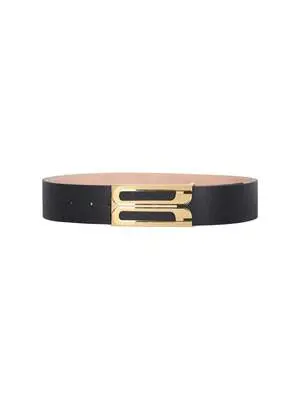 Victoria Beckham Leather Belt With Logo Buckle