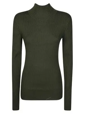 Victoria Beckham High Neck Wool-blend Jumper - Verde