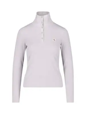 Calvin Klein Ribbed Mock Neck Henley Top
