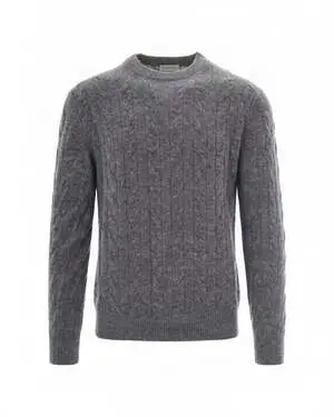 BALLANTYNE Cable-knit Crewneck Sweater - Acciaio