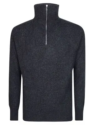 AMARANTO Zip Up Knit Sweater - Grigio