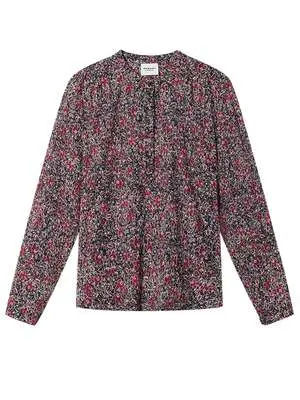 MARANT ETOILE Floral Print Long Sleeve Button-front Blouse