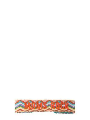LABEL K Braided Fabric Bracelet With Embroidered "moms Rock" Message - Multicolour