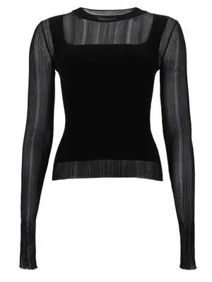 Sportmax Fitted Sheer Ribbed Long Sleeve Top