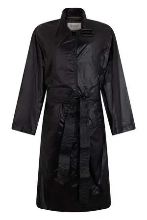 Saint Laurent Long Button-front Trench Coat With Belt