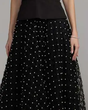 Mac Duggal Petite Halter Pearl Embellished A-line Gown