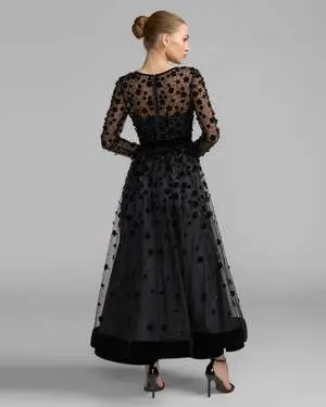 Mac Duggal Velvet Floral Appliqu Maxi Dress