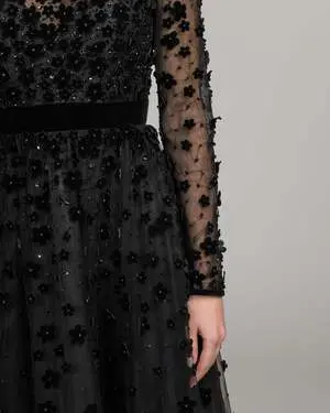 Mac Duggal Velvet Floral Appliqu Maxi Dress