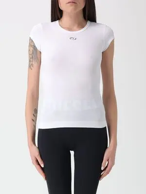 DIESEL® Slim Fit Cotton T-shirt With Oval D Logo - White