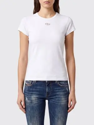 DIESEL® Slim Fit Cotton T-shirt With Oval D Logo - White