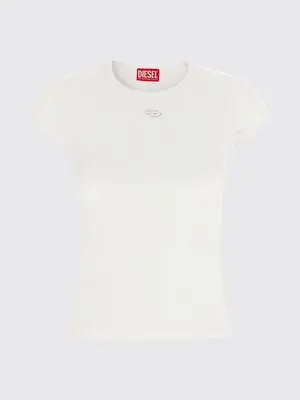 DIESEL® Slim Fit Cotton T-shirt With Oval D Logo - White