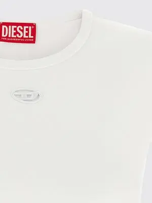 DIESEL® Slim Fit Cotton T-shirt With Oval D Logo - White