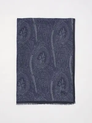 Etro Fringed Paisley Jacquard Cashmere Scarf - Blue