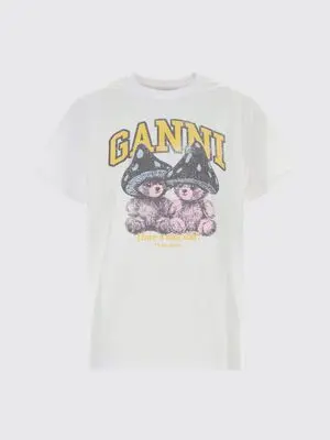 GANNI Teddy Bear & Logo Print Organic Cotton T-shirt - White