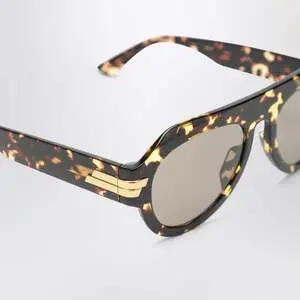 Bottega Veneta Aviator Sunglasses In Tortoiseshell Acetate