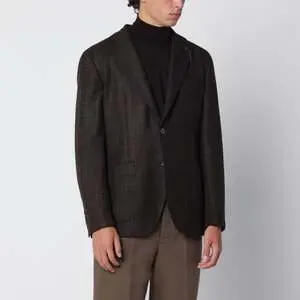 SANTANIELLO Prince Of Wales Check Single-breasted Blazer - Brown