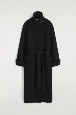 Cos Belted Wool-blend Mock-neck Coat