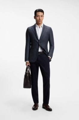 BOSS Slim-fit Jacket In Patterned Virgin Wool