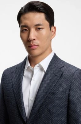 BOSS Slim-fit Jacket In Patterned Virgin Wool