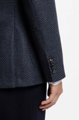 BOSS Slim-fit Jacket In Patterned Virgin Wool