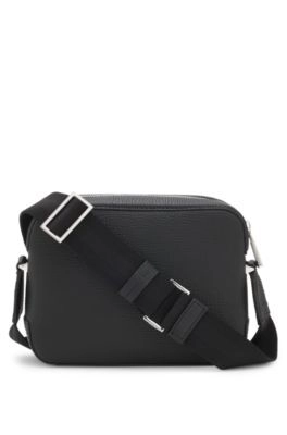 BOSS Grained-leather Crossbody Bag With Logo