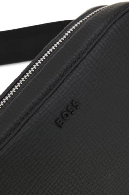 BOSS Grained-leather Crossbody Bag With Logo