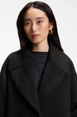 BOSS Cocoon Coat In Textured Wool Blend