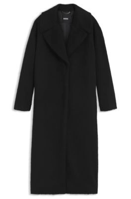 BOSS Cocoon Coat In Textured Wool Blend