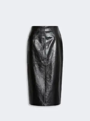 Max Mara Nappa-leather Midi Skirt - Black