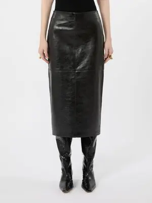 Max Mara Nappa-leather Midi Skirt