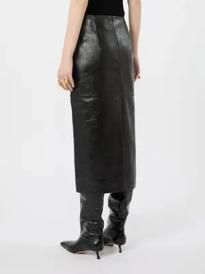 Max Mara Nappa-leather Midi Skirt