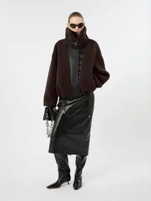 Max Mara Nappa-leather Midi Skirt