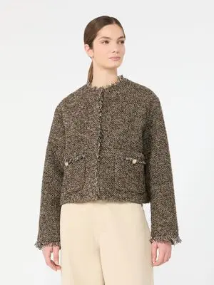 Max Mara Wool Blend Bouclé Boxy Jacket