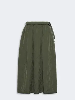 Max Mara Technical Plain-weave Fabric Flared Skirt - Kaki