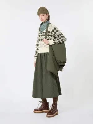 Max Mara Technical Plain-weave Fabric Flared Skirt