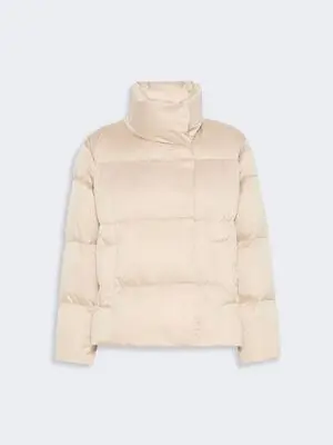 Max Mara Short Down Jacket In Technical Satin - Sand