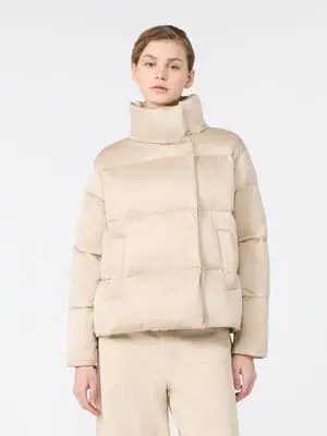 Max Mara Short Down Jacket In Technical Satin