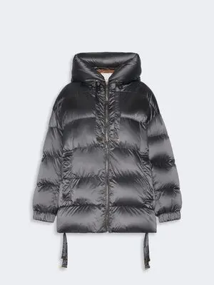 Max Mara Roomy Hooded Puffer Jacket In Water-repellent Plain-weave Fabric - Medium Grey