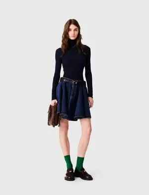 Maje Second-skin High-neck Sweater - Navy