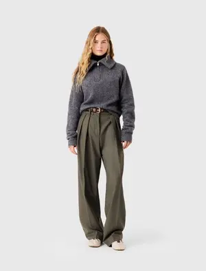 Maje Zip-neck Yak Sweater - Grey