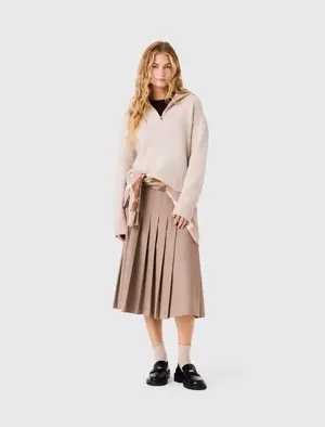 Maje Zip-neck Cashmere Sweater - Beige