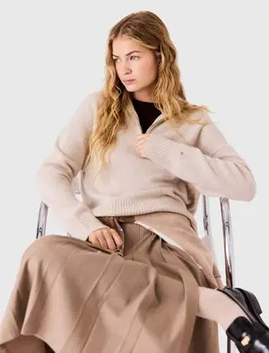 Maje Zip-neck Cashmere Sweater