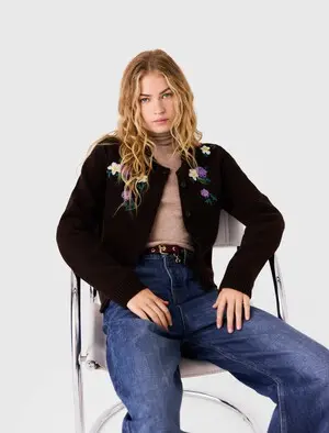 Maje Cardigan With Floral Embroidery