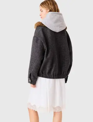 Maje Oversized Herringbone Jacket