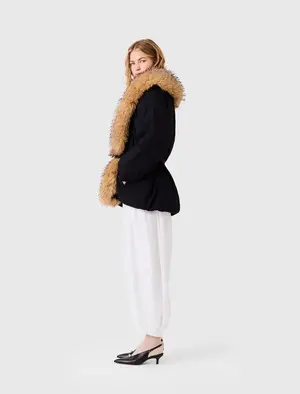 Maje Oversized Faux Fur Collar Parka