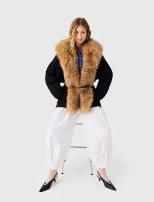 Maje Oversized Faux Fur Collar Parka