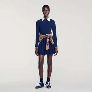 Sandro Short Knit Dress With Buttons