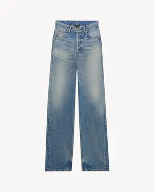 Saint Laurent Cassandre V-waist Long Baggy Jeans