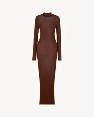 Saint Laurent Cassandre Collar Dress In Rib-knit Silk